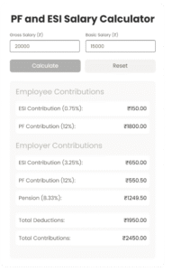 PF and ESI Salary Calculator 2025 – Instant & Accurate Tool