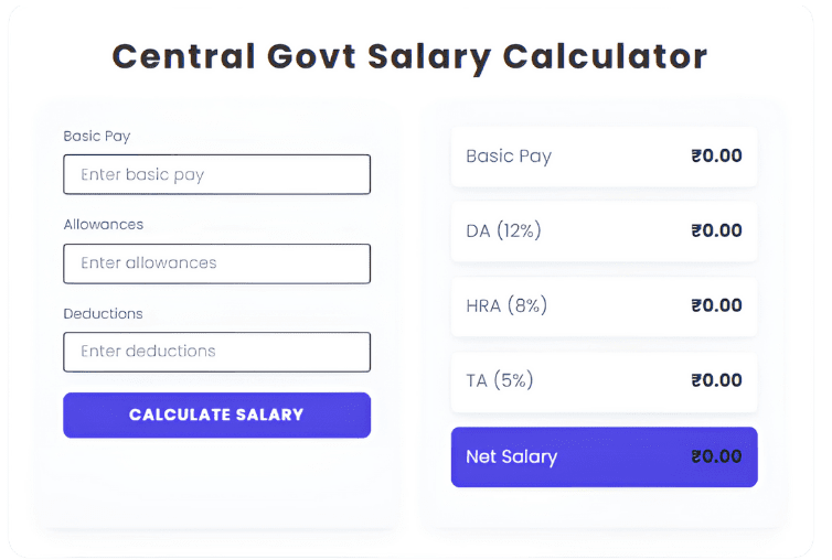 Smart Central Govt Salary Calculator 2025 – Free Tool